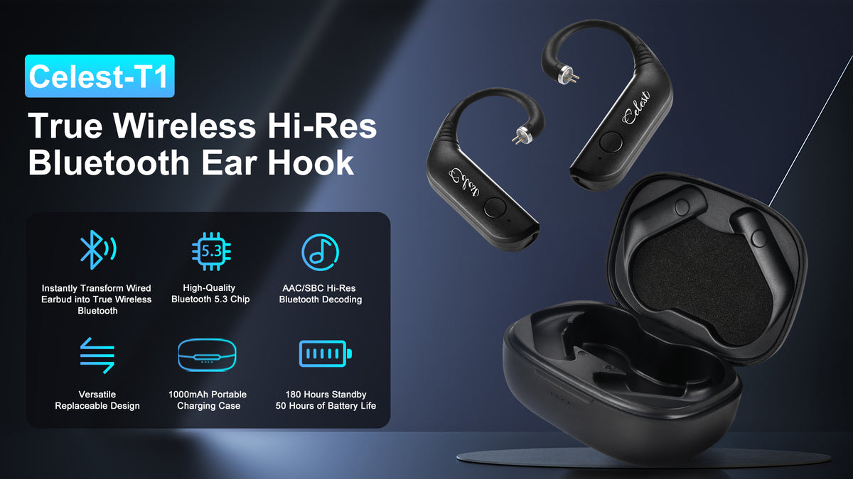 Celest-T1 True Wireless Hi-Res Bluetooth Ear Hook | Kinera